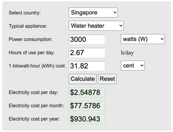 Calculate Electricity Cost Per Day Or Month AOS Bath Singapore Calculate Electricity Cost Per Day Or Month AOS Bath Singapore